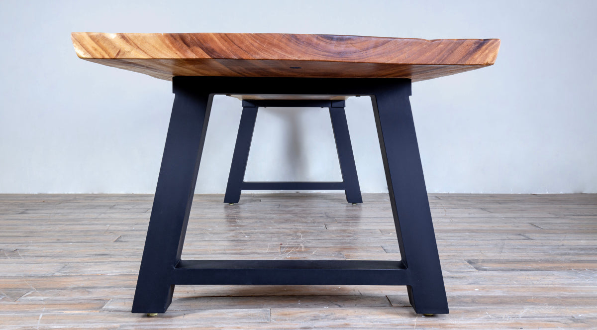 Live Edge Rectangular Dining Table 10ft Aluminium Base – Marie Albert Home