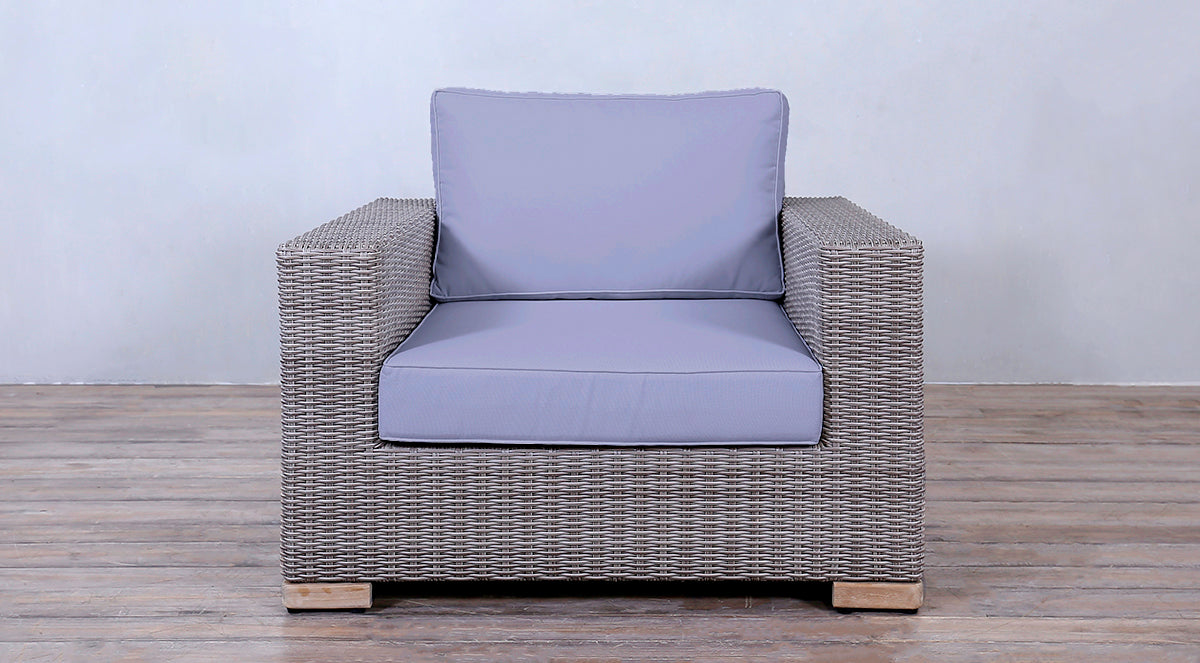 Rutherford Lounge Arm Chair - White koboo Half Round – Marie Albert Home
