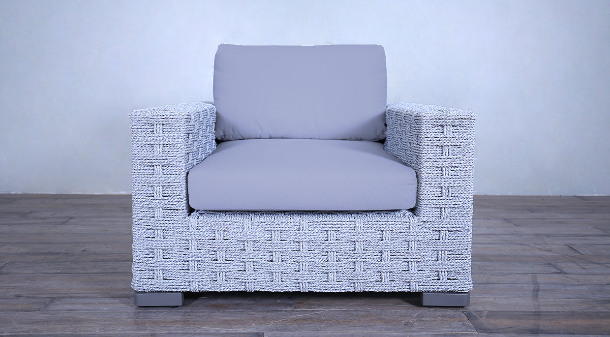 Rutherford Lounge Arm Chair Rope Twist Off White – Marie Albert Home