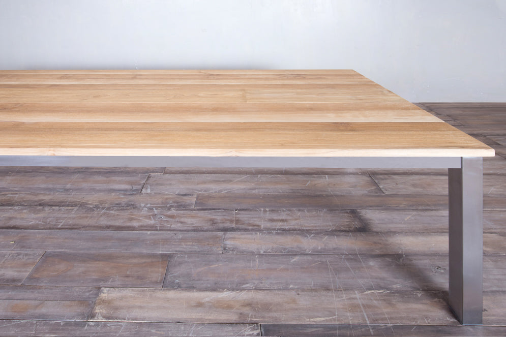 Avalon Dining Table Horizontal Slats - Polish Stainless Steel – Marie ...